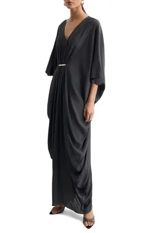 Mango Drape Maxi Dress - Charcoal
