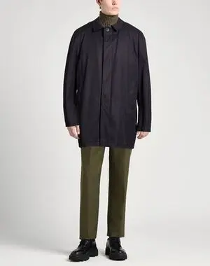 Herno Single-breasted Cotton Gabardine Coat - Navy