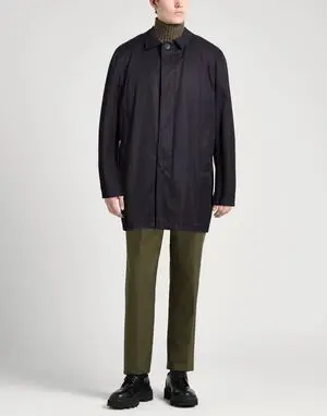 Herno Single-breasted Cotton Gabardine Coat - Navy