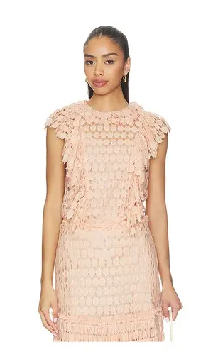 Ulla Johnson Daevy Lace Short Sleeve Top - Blush
