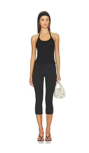 Enza Costa Cotton Rib Halter - Black
