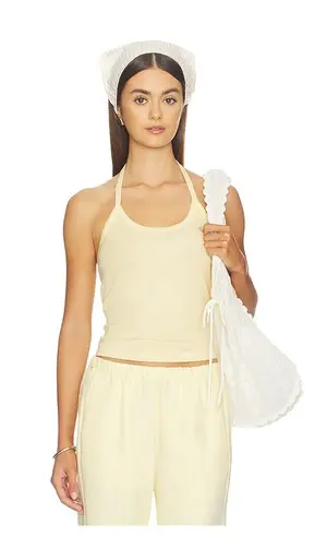 Enza Costa Cotton Rib Halter - Lemon