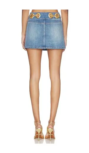 Alice + Olivia Morgana" Mini Denim Skirt With Chain Belt