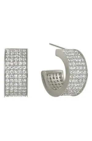 DEAN DAVIDSON Petit Pavé Thick Huggie Hoop Earrings - Silver/topaz