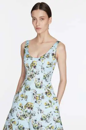 EMILIA WICKSTEAD Abella Dress In & Green Floral Print Genzianella - Yellow
