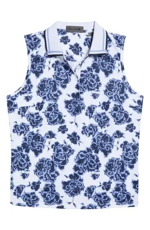 G/fore Floral Sleeveless Tech Golf Polo - Willow