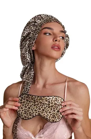 SILKSILKY Pure Silk Bonnet+eye Mask Set - Leopard