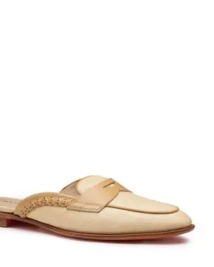 Santoni Leather And Raffia Mule - Natural