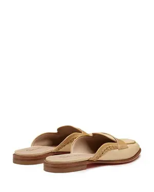 Santoni Leather And Raffia Mule - Natural