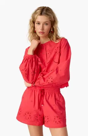 Cami Nyc Jomi Embroidered Eyelet Cotton Shorts