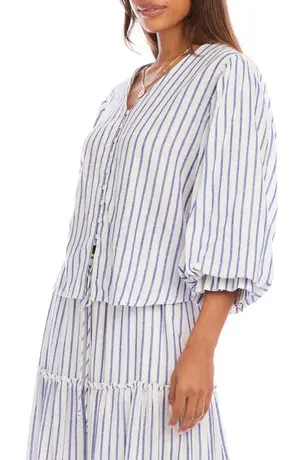 Karen Kane Stripe Linen Blend Shirt