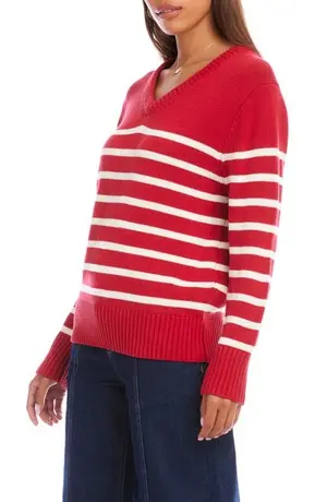 Karen Kane Stripe V-neck Sweater