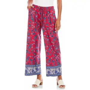 Karen Kane Crop Cotton Drawstring Pants - Red