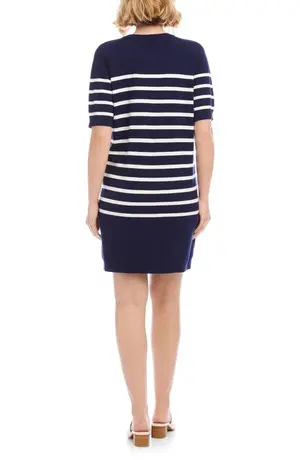 Karen Kane Henley Knit Striped Dress