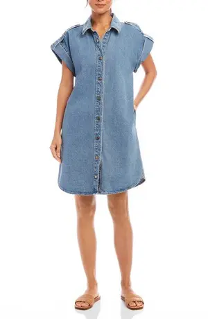 Karen Kane Cap Sleeve Shirtdress - Denim