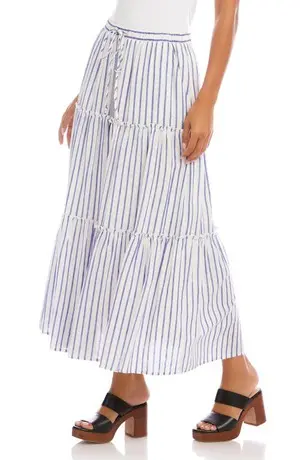 Karen Kane Tiered Stripe Midi Skirt