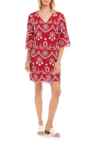 Red Embroidered Mini Dresses