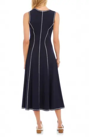 Karen Kane Contrast Stitch Sleeveless Midi Dress