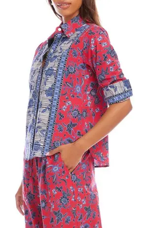 Karen Kane Floral Cotton Button-up Shirt