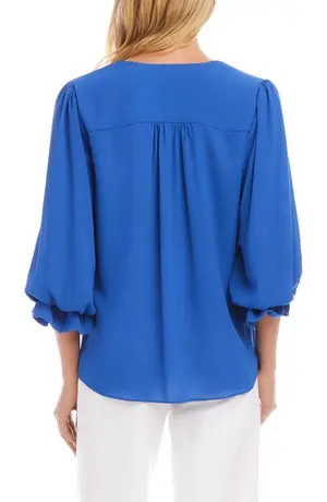 Karen Kane Crossover Hem Asymmetric Top - Blue