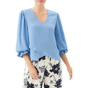 Karen Kane Crossover Hem Top - Chambray