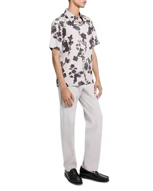 Theory Irving Short Sleeve Button Down Shirt - Silver Cloud Multi