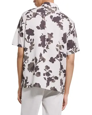 Theory Irving Short Sleeve Button Down Shirt - Silver Cloud Multi