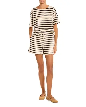 Moncler Striped Cotton Shorts With Drawstring Waist - White