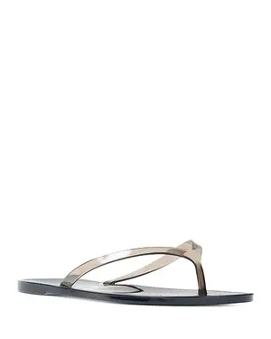 BLACK SUEDE STUDIO Crystal Jelly Flip Flops Navy