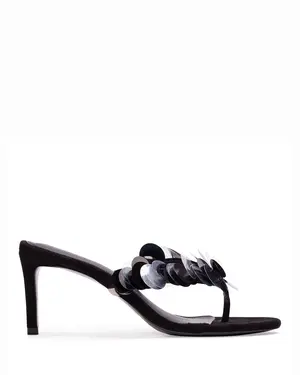 BLACK SUEDE STUDIO Paillette Thong Sandals - Black