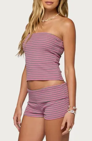 EDIKTED Monikah Striped Stretch Cotton Tube Top