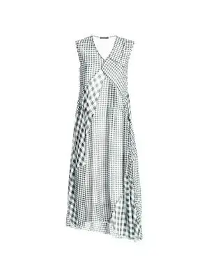 High Portal V-neck Gingham-pattern Midi Dress