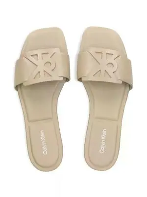 Calvin Klein Provence Logo Leather Sandals - Neutrals