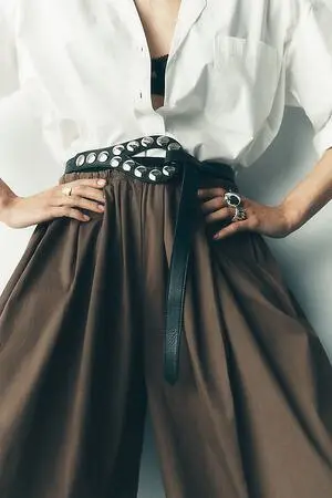 B-low The Belt Brielle Studded Leather Wrap Belt - Black/silver