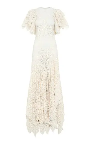 Gabriela Hearst Lulsy Lace Knit Cashmere Midi Dress - Ivory