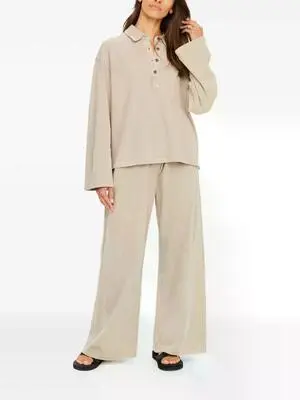 The Upside Soho Rhea Buttoned Polo Shirt - Neutrals