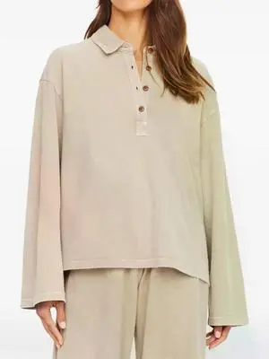 The Upside Soho Rhea Buttoned Polo Shirt - Neutrals