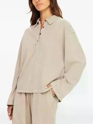 The Upside Soho Rhea Buttoned Polo Shirt - Neutrals
