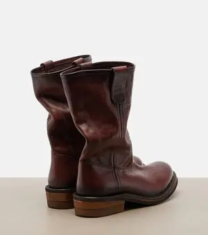 Miu Miu Leather Ankle Boots - Brown