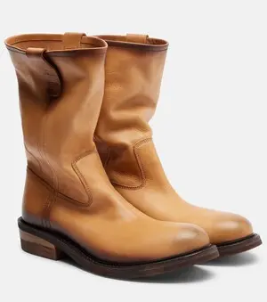 Miu Miu Leather Ankle Boots - Brown