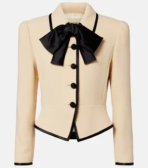 Valentino Garavani Bow-detail Virgin Wool Crêpe Jacket - Beige