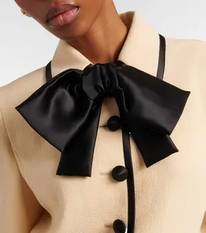 Valentino Garavani Bow-detail Virgin Wool Crêpe Jacket - Beige