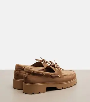 GIANVITO ROSSI Olonne Suede Boat Shoes - Brown
