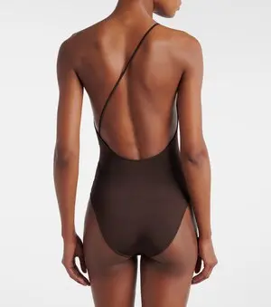 Saint Laurent One-shoulder Satin Bodysuit