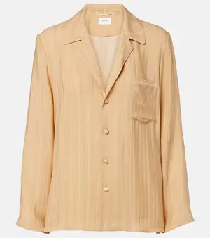 Saint Laurent Striped Silk Button-down Shirt - Beige