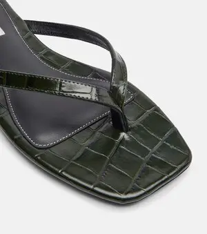 TOTEME Croc-effect Leather Thong Sandals - Black