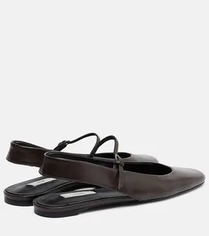 TOTEME Leather Mary Jane Flats - Brown