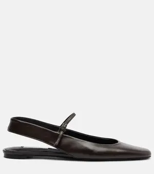 TOTEME Leather Mary Jane Flats - Brown