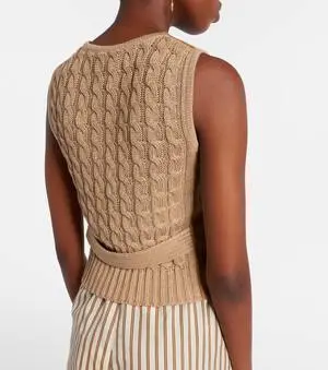 Max Mara Cable Knit Linen Vest - Brown
