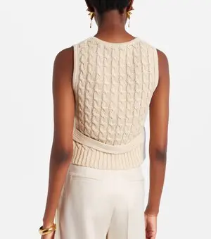 Max Mara Calibri Cable-knit Linen Vest - Beige